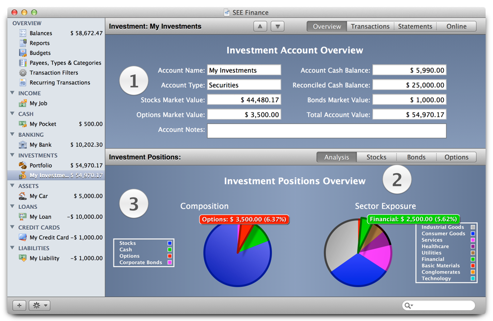 Investment Account Overview View