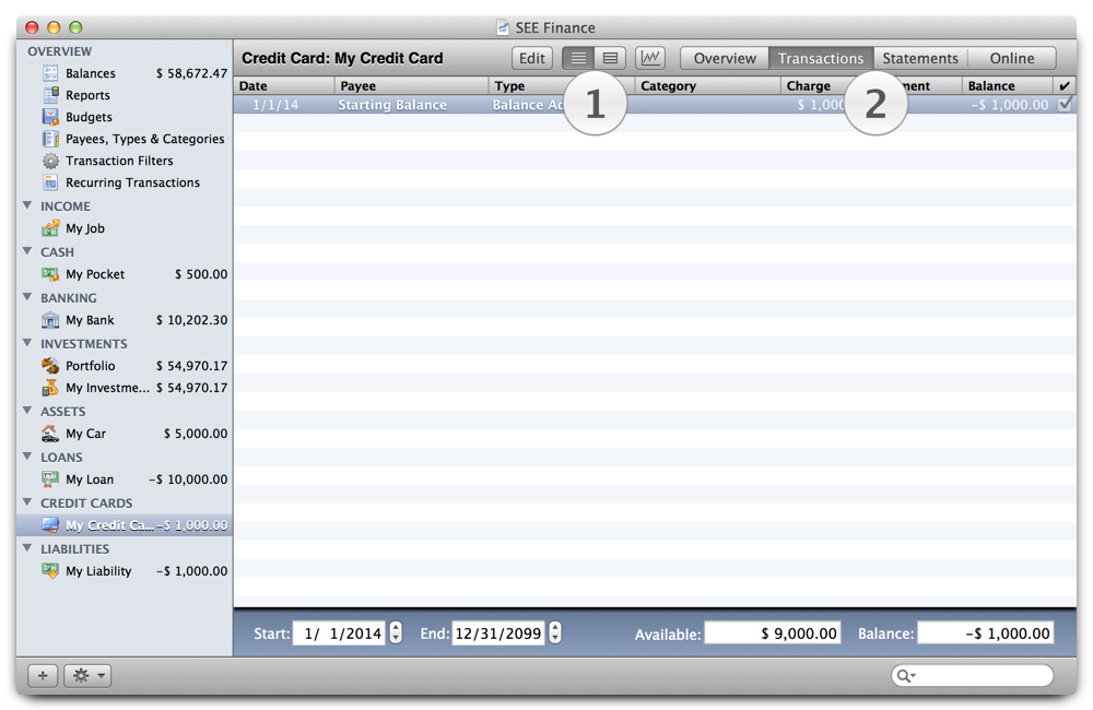 Credit Card Account View